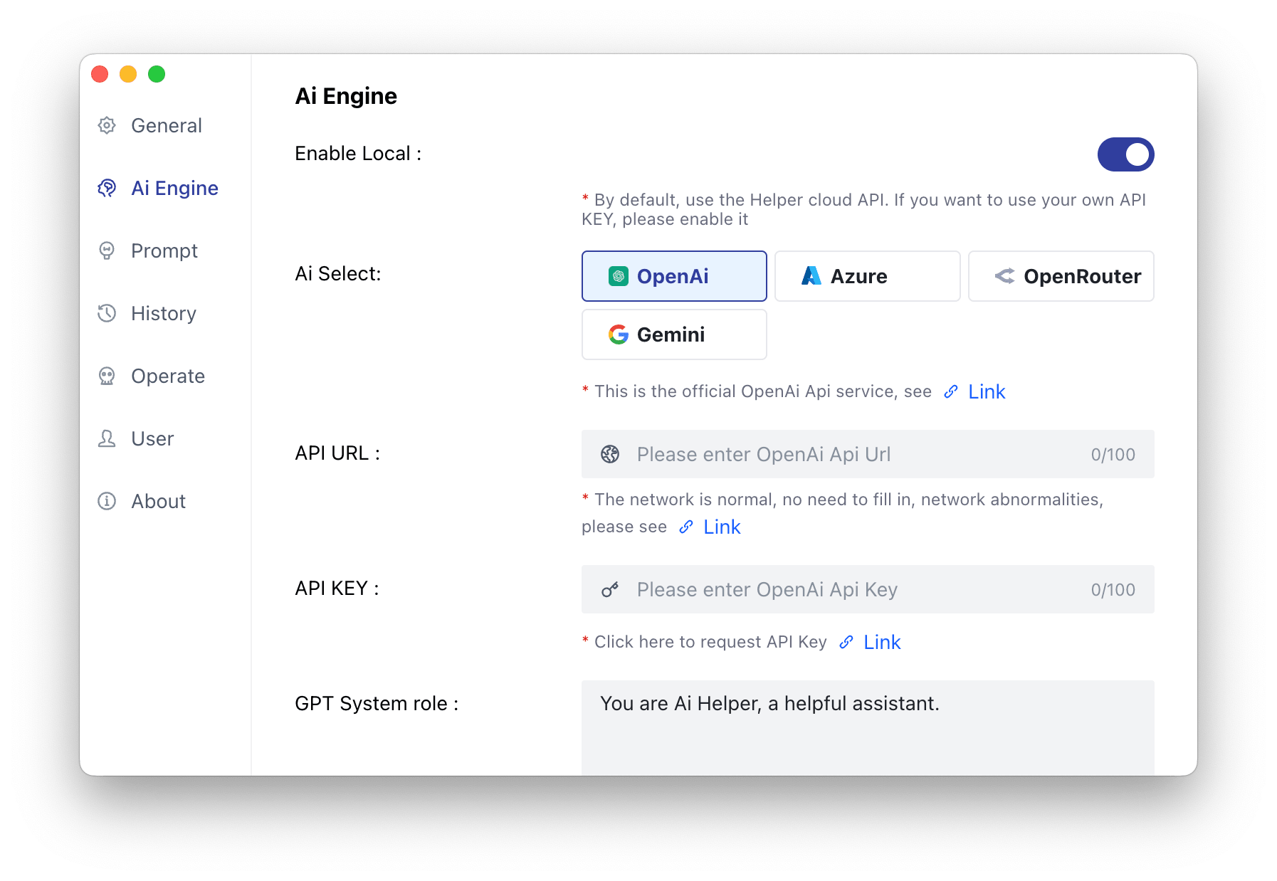 Ai Helper - Free ChatGPT MacOS/Windows/Linux client